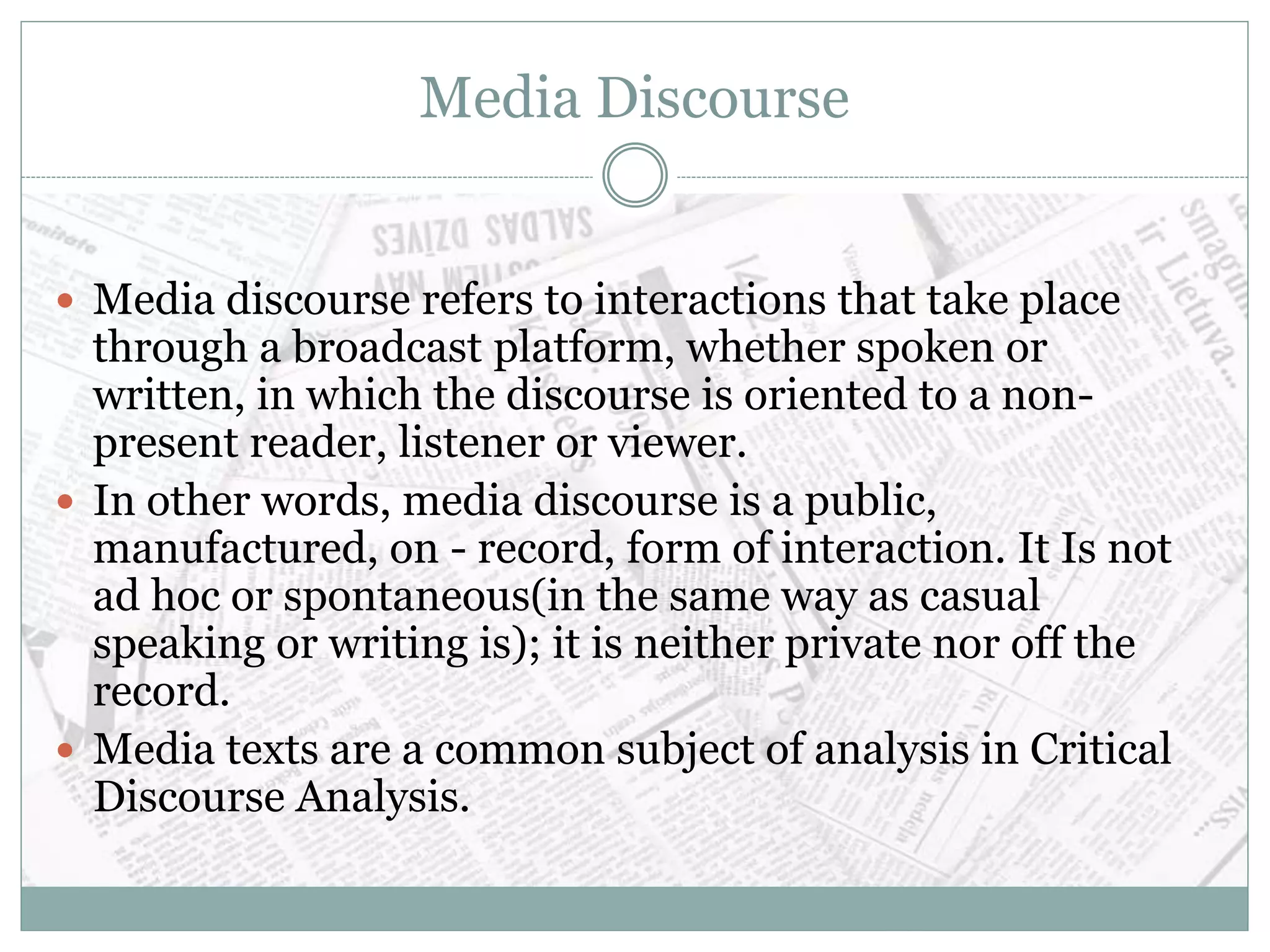 Discourse & newspaper | PPTX