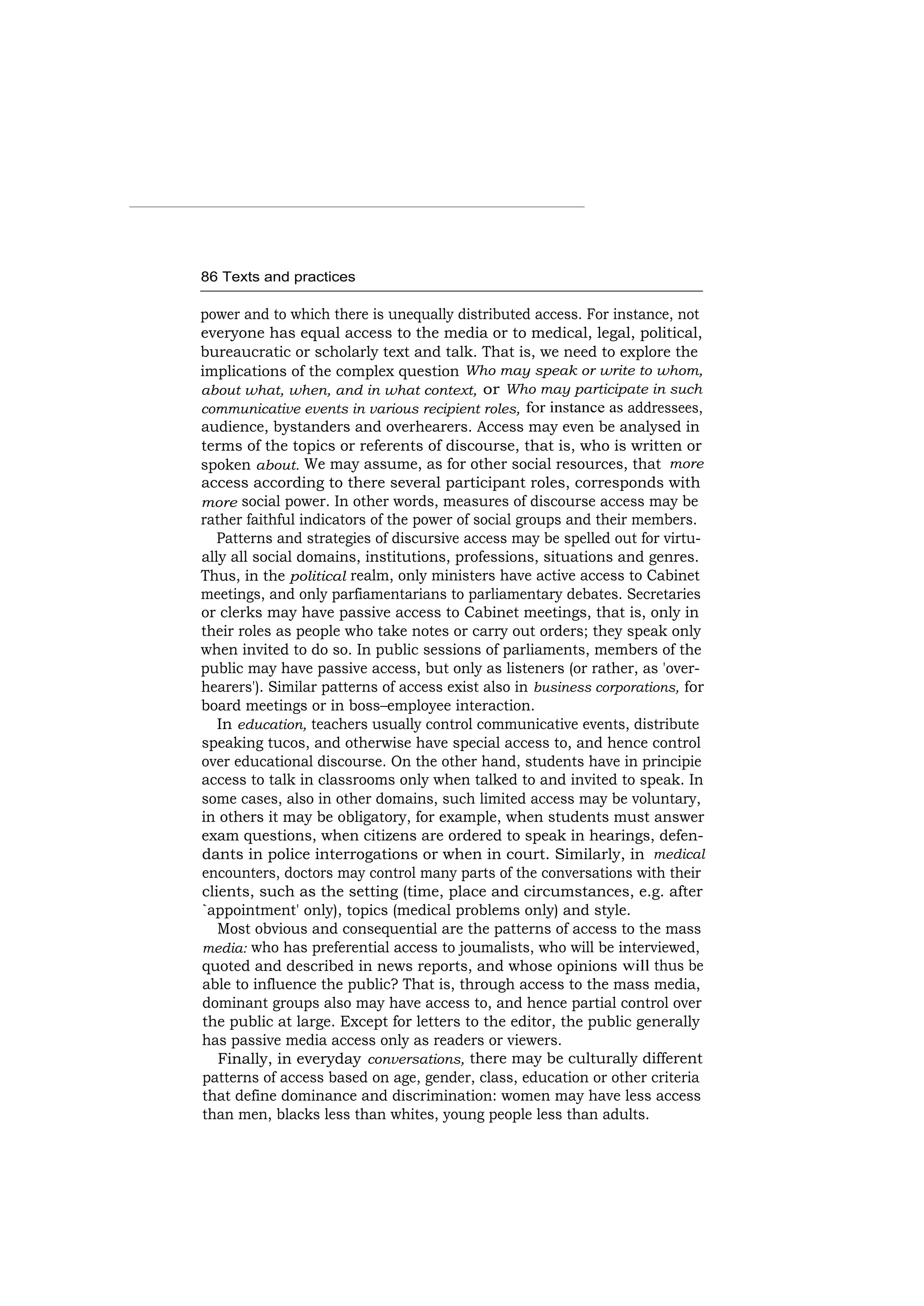 Discourse, power and access | PDF