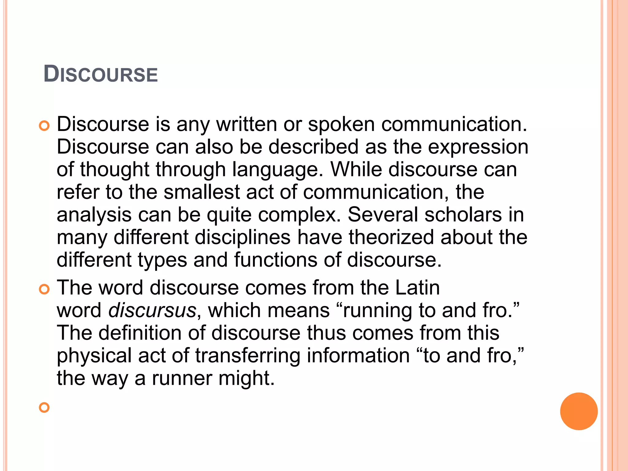 Discourse presentation | PPT