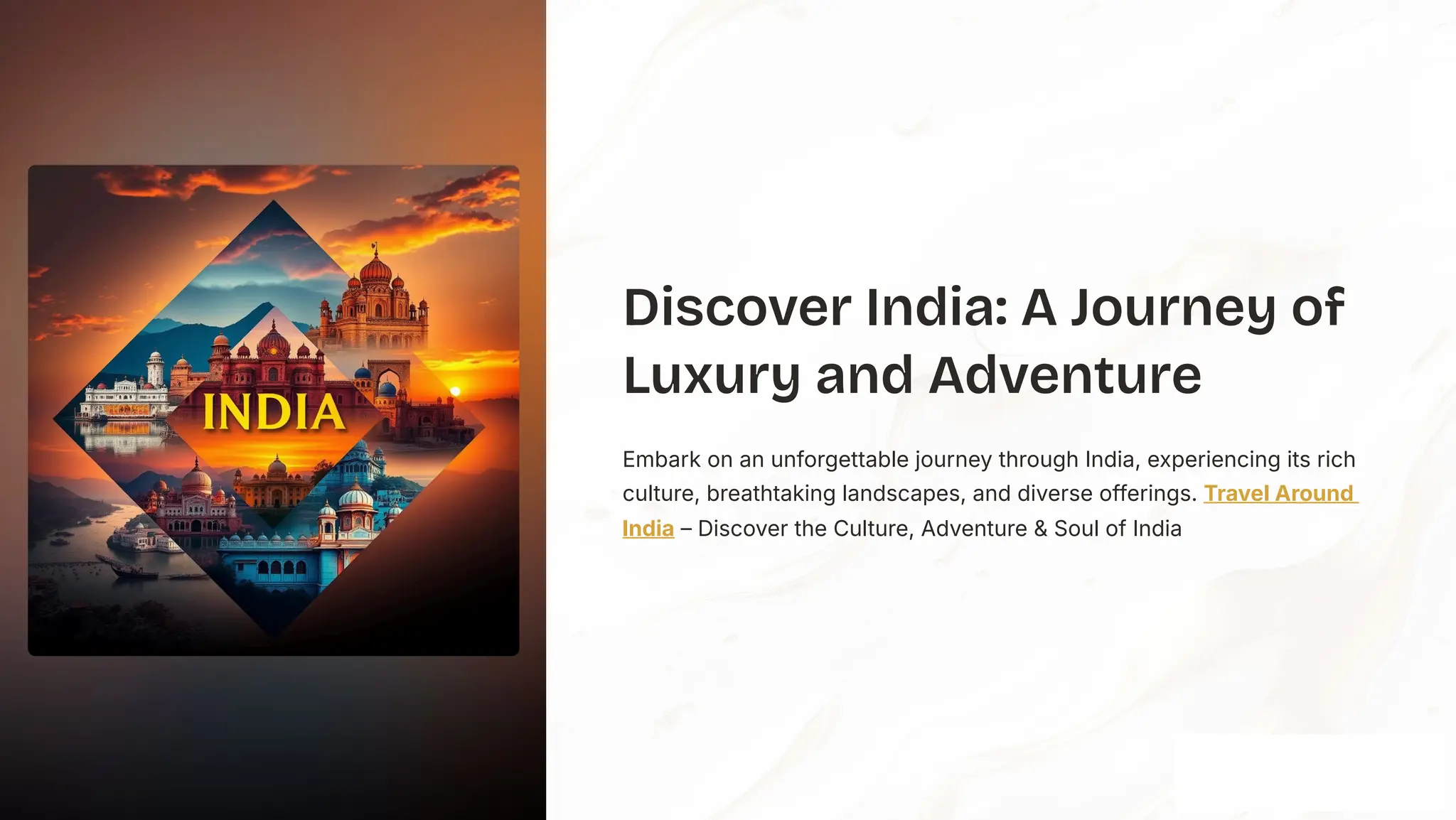 Travel Around India – Unforgettable Journeys & Experiences | PDF