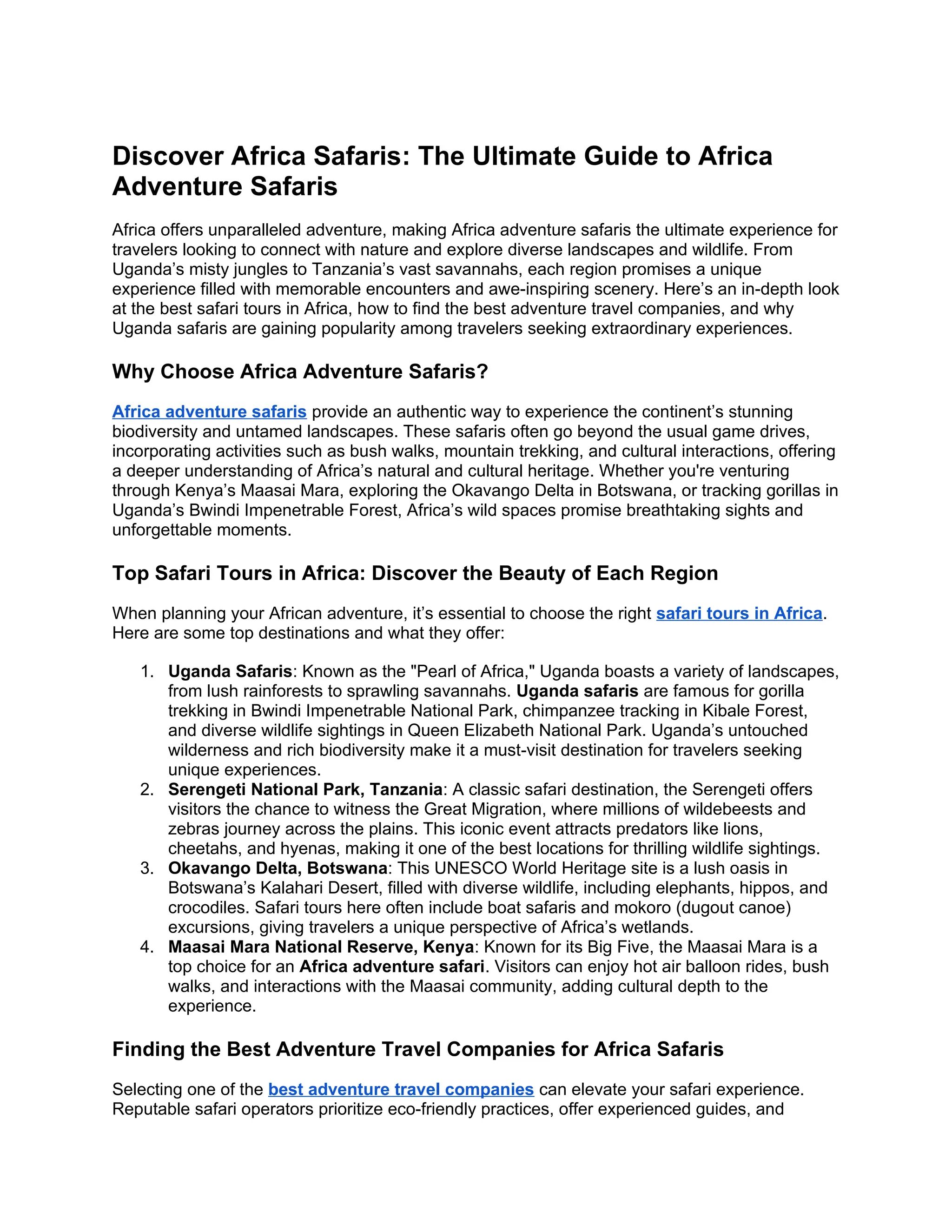 Discover Africa Safaris The Ultimate Guide to Africa Adventure Safaris ...
