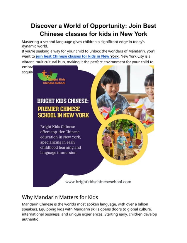 Discover a World of Opportunity_ Join Best Chinese classes for kids in ...