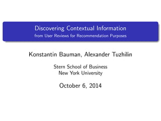 Discovering Contextual Information from User Reviews | PPT