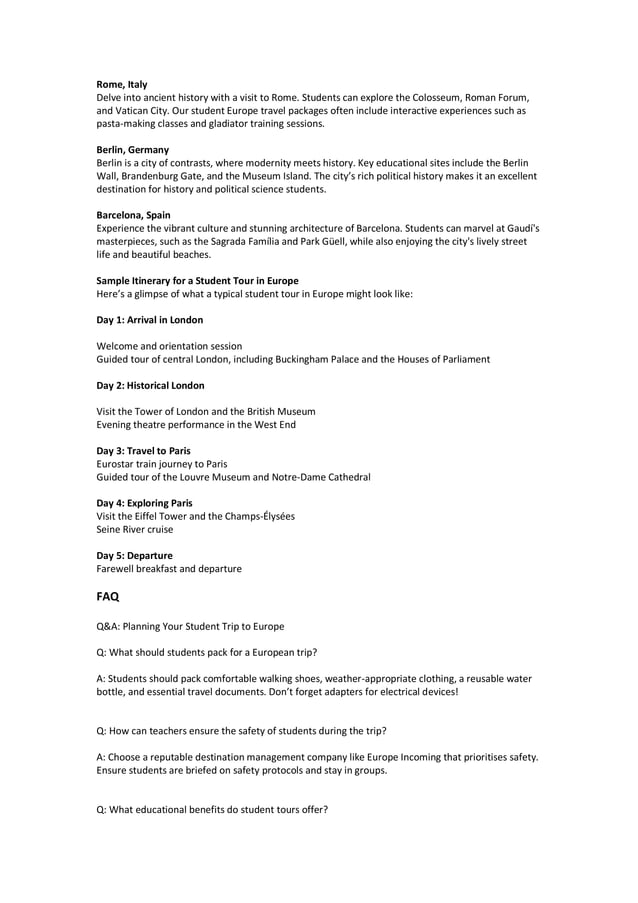 Discover Europe: The Ultimate Student Travel Experience with Europe ...