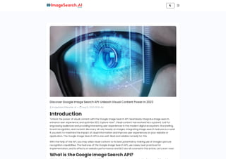 Discover Google Image Search API Unleash Visual Content Power In 2023 | PPT