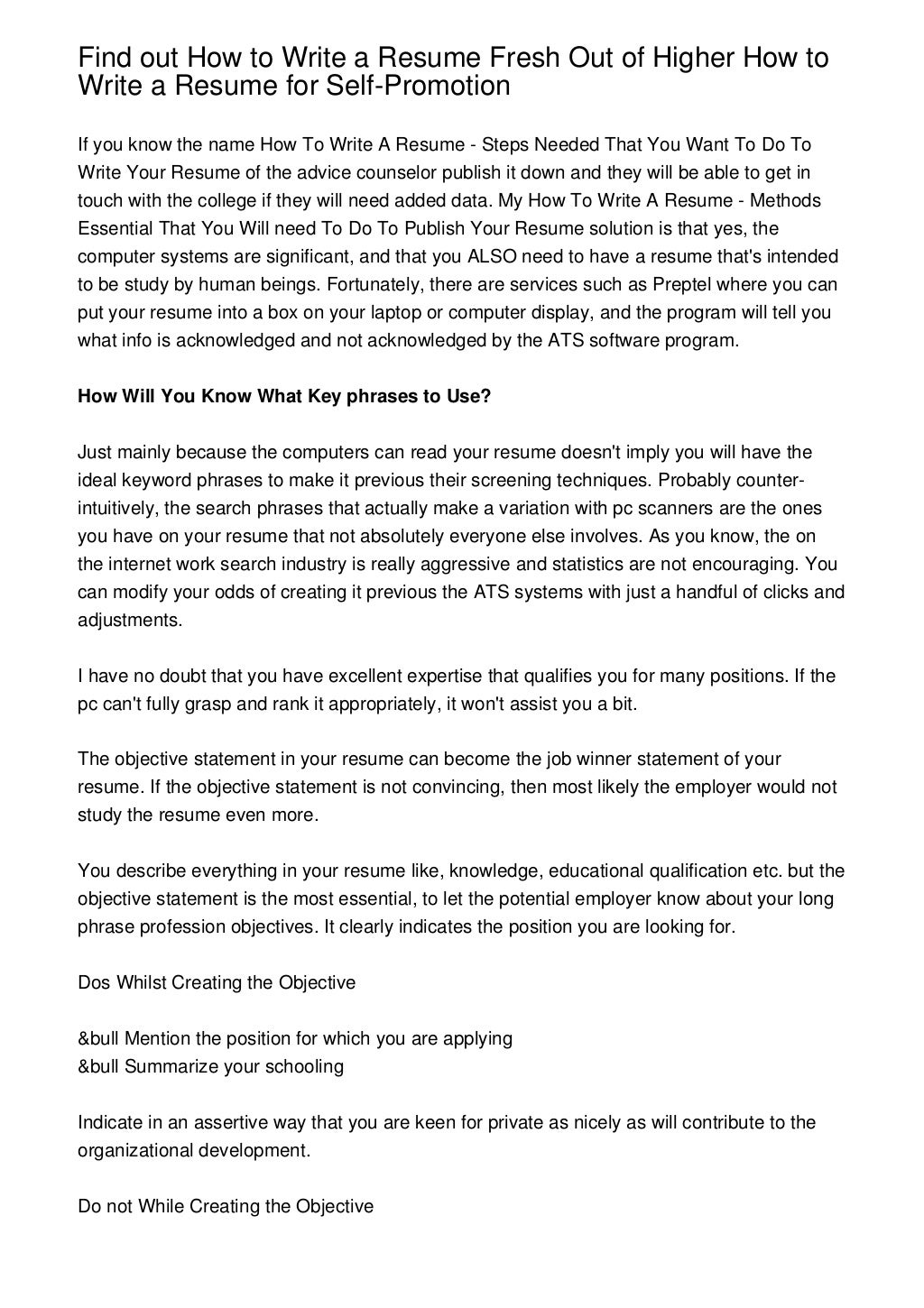 Find Out How To Write A Resume Fresh Out Of Higher How To Write A Find Out How To Write A Resume Fresh Out Of Higher How To Write A