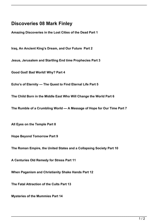 Discoveries 08 Mark Finley | PDF