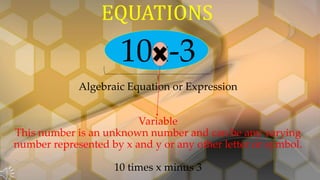 Discovering expressions, equations and functions (topic 4) | PPTX