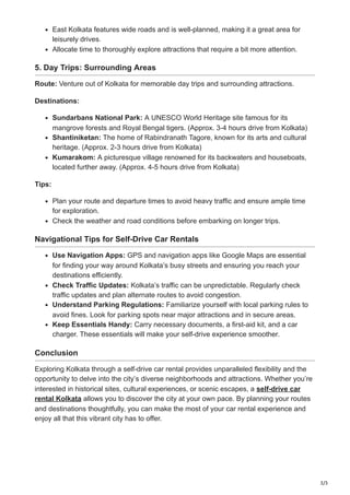 Discovering Kolkata Popular Routes and Destinations for Self-Drive Car ...