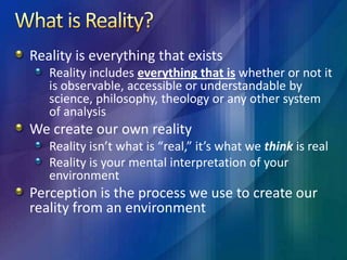 Discovering Our Realities | PPT