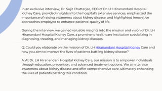 Discovering the Mysteries of Kidney Disease: Unique Perspectives Shared by Dr. Sujit Chatterjee ...