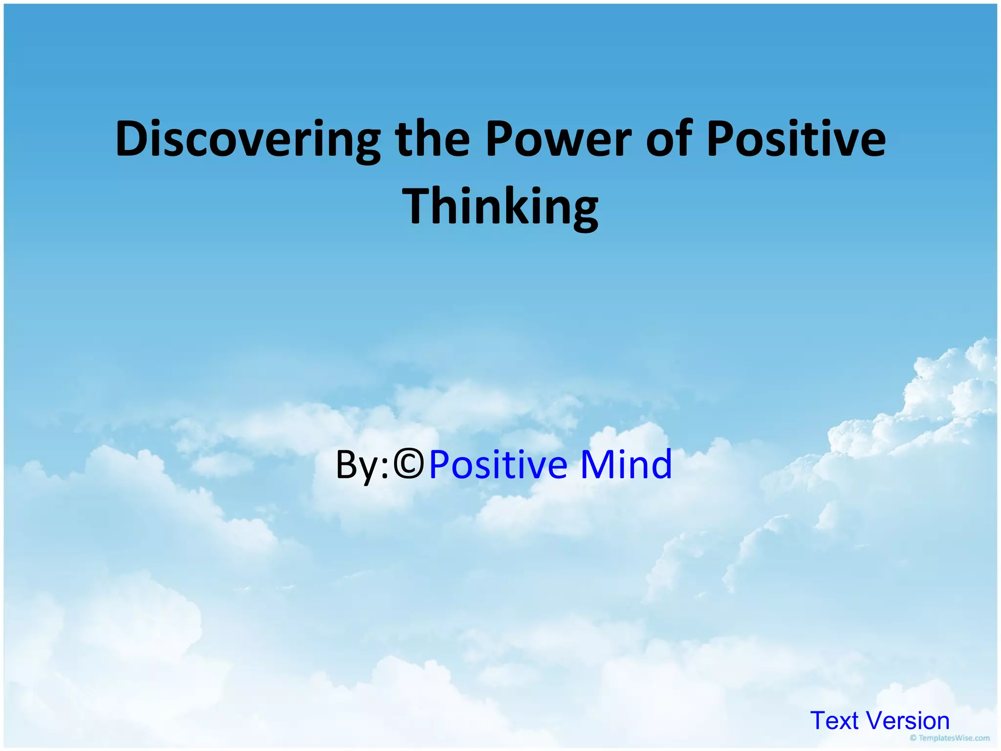 Discovering The Power Of Positive Thinking | PPT