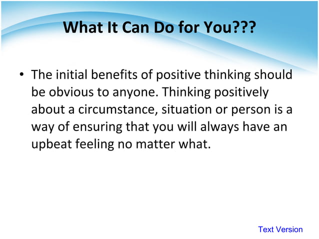Discovering The Power Of Positive Thinking | PPT