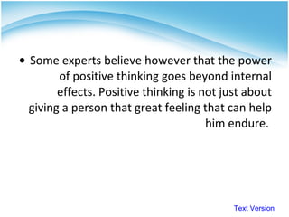 Discovering The Power Of Positive Thinking | PPT