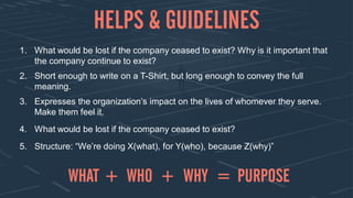 Discovering your company's purpose vision & values | PPT