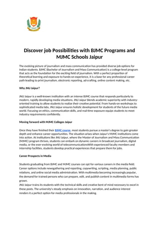 Discover job possibilities with BJMC Programs and MJMC Schools Jaipur.docx