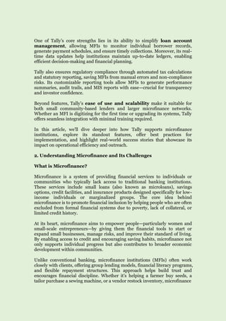 Discover Tally's Role in Modern Microfinance Management | PDF