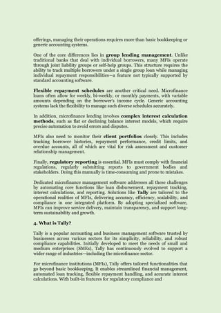 Discover Tally's Role in Modern Microfinance Management | PDF
