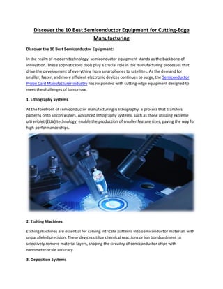 Discover the 10 Best Semiconductor Equipment for Cutting-Edge Manufacturing | PDF
