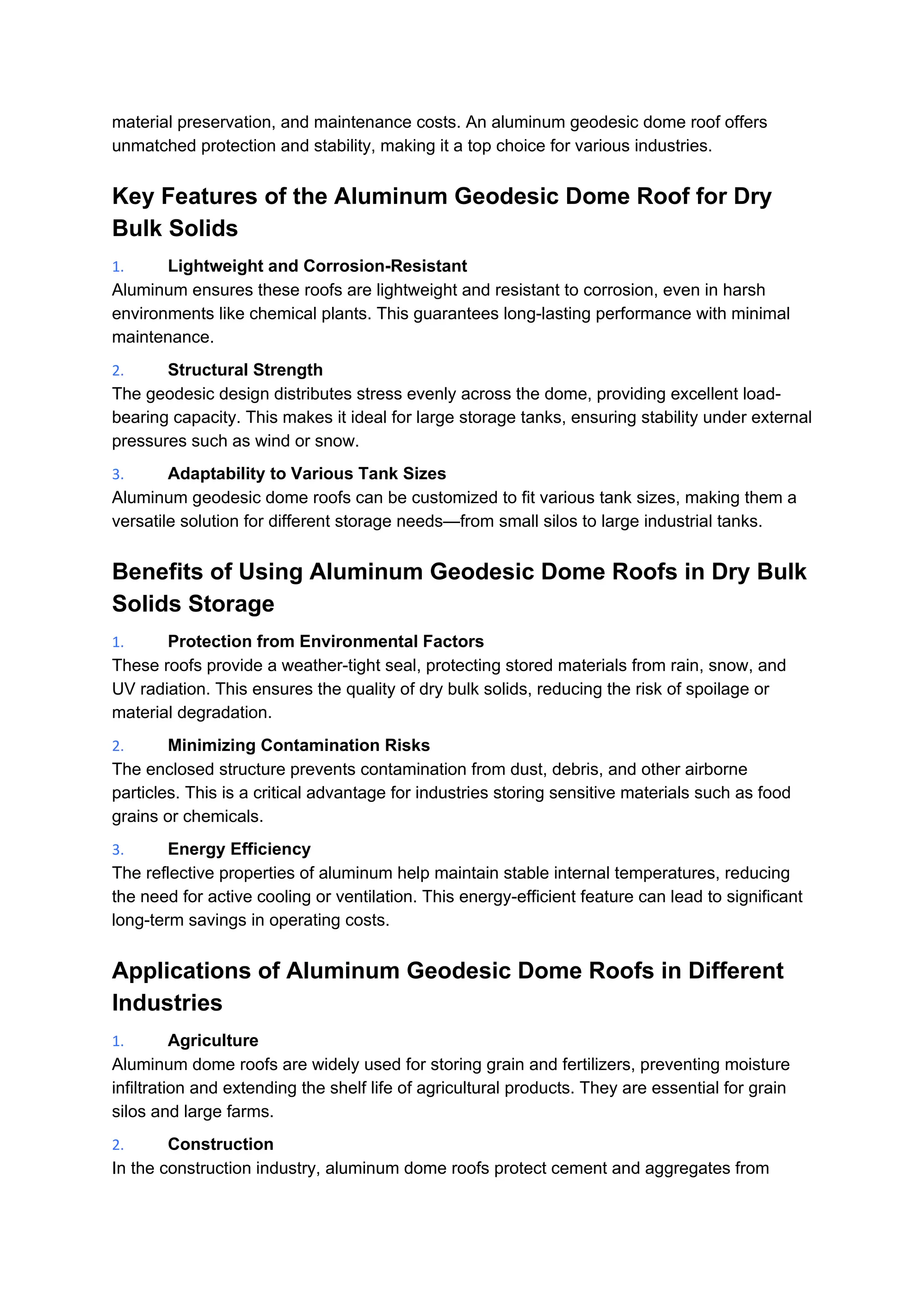 Discover the Advantages of Aluminum Geodesic Dome Roofs for Bulk Solids ...