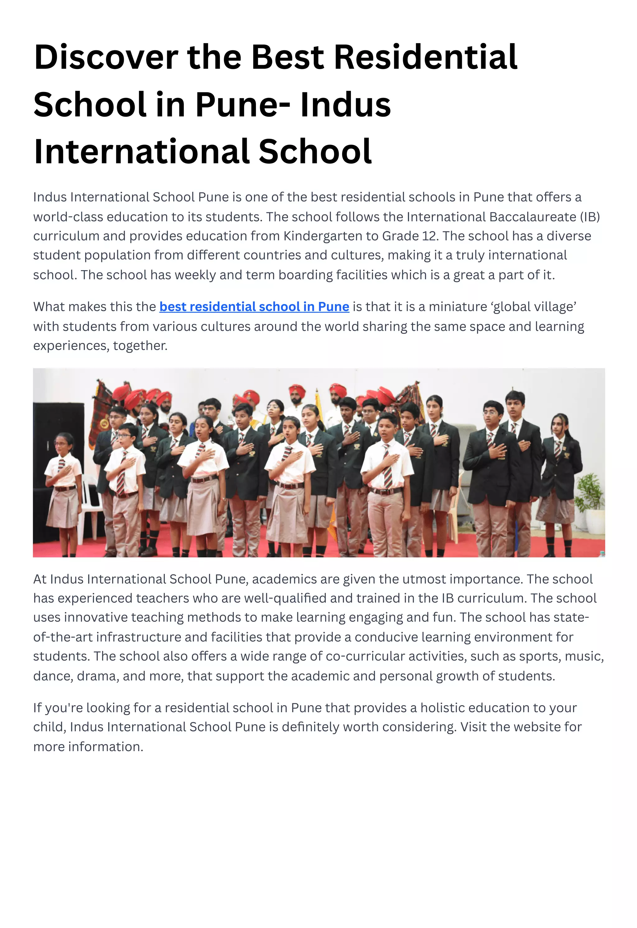 Discover the Best Residential School in Pune- Indus International ...