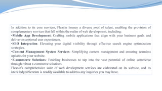 Discover the Enchantment of Flexsin's Web Development Services | PPT