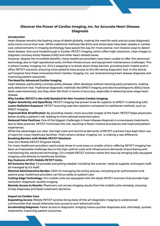 Discover the Power of Cardiac Imaging, Inc. for Accurate Heart Disease Diagnosis | PDF