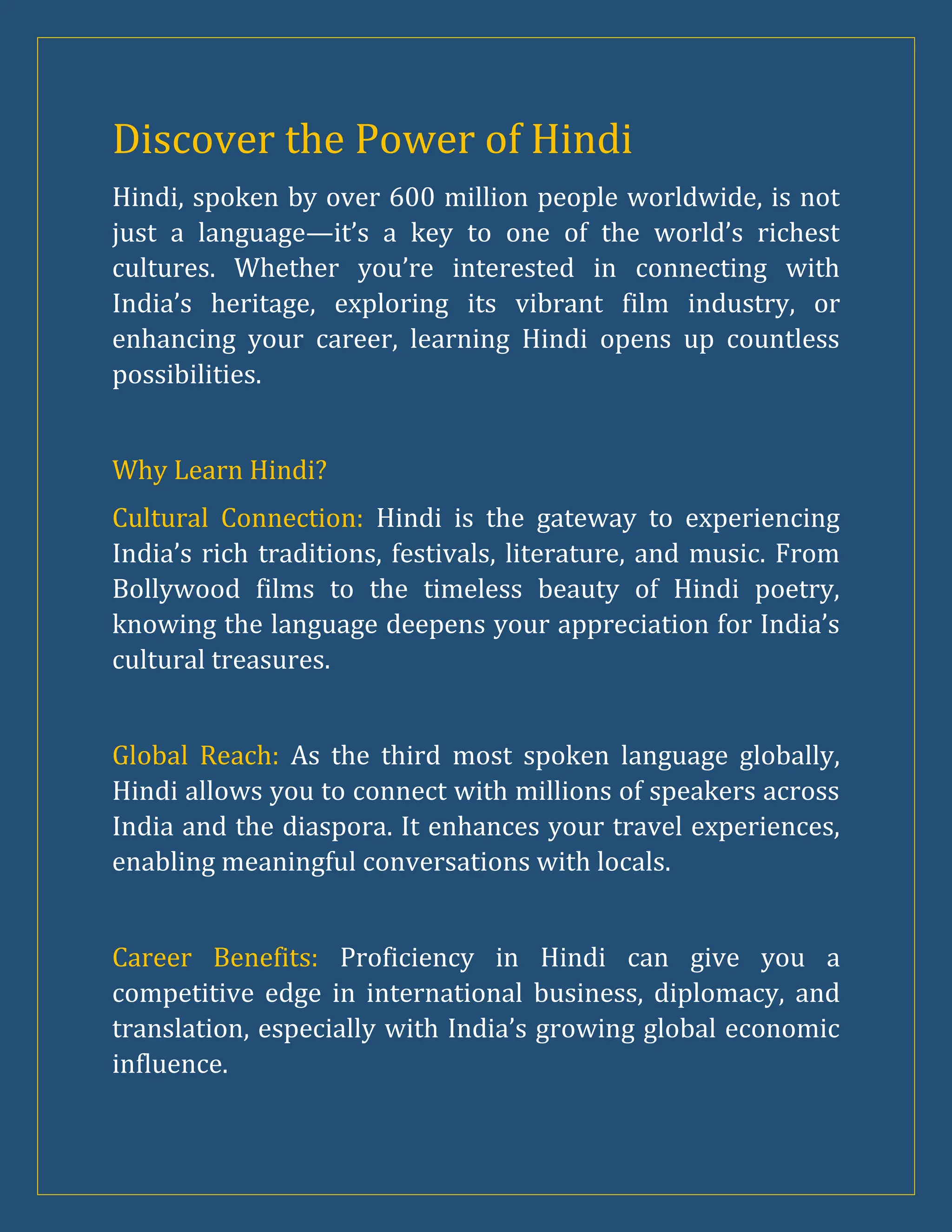 Discover the Power of Hindi - Dr. Sonia Sharma Academy | PDF