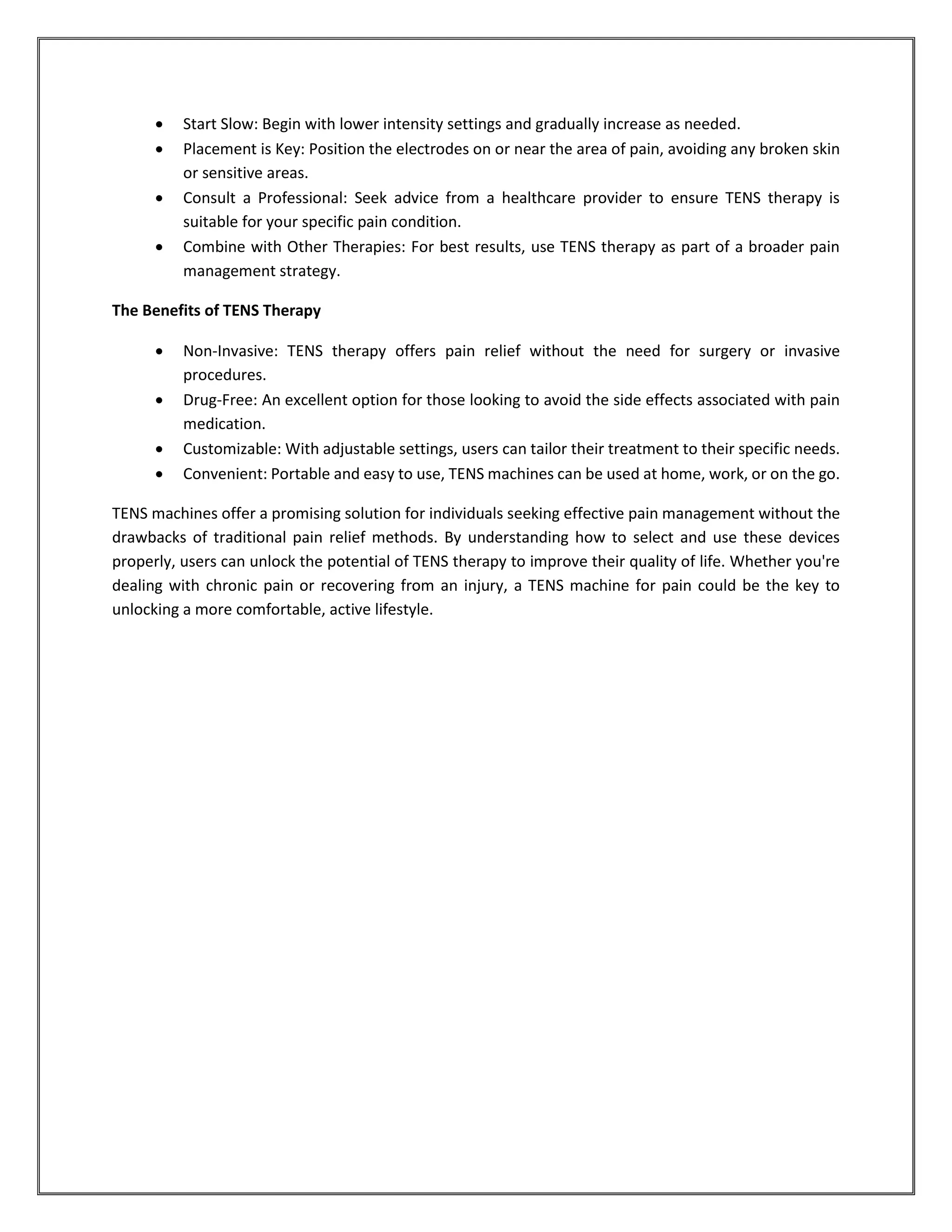 Discover the Power of TENS Machines for Pain Management | PDF