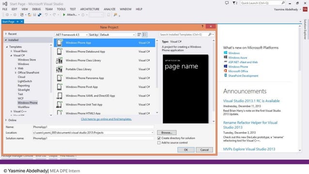"Discover windows phone" 01. Project Template | PPT
