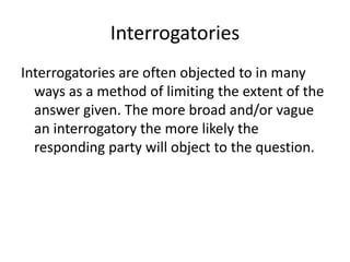 Discovery Tools in Texas Lawsuits | PPTX | Law