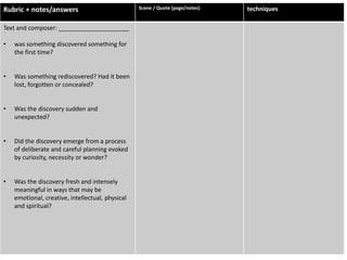 Discovery - intro and rubric statements | PPT