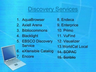 Introduction to Discovery Layers/Tools | PPTX