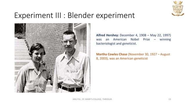 Discovery of DNA as genetic material | PPTX | Biological Sciences | Science