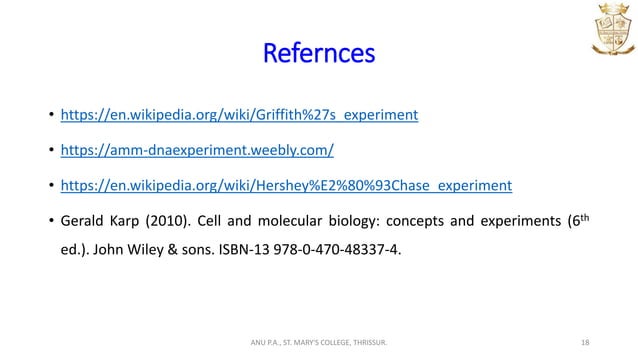 Discovery of DNA as genetic material | PPTX | Biological Sciences | Science