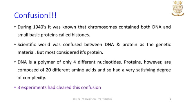 Discovery of DNA as genetic material | PPTX | Biological Sciences | Science