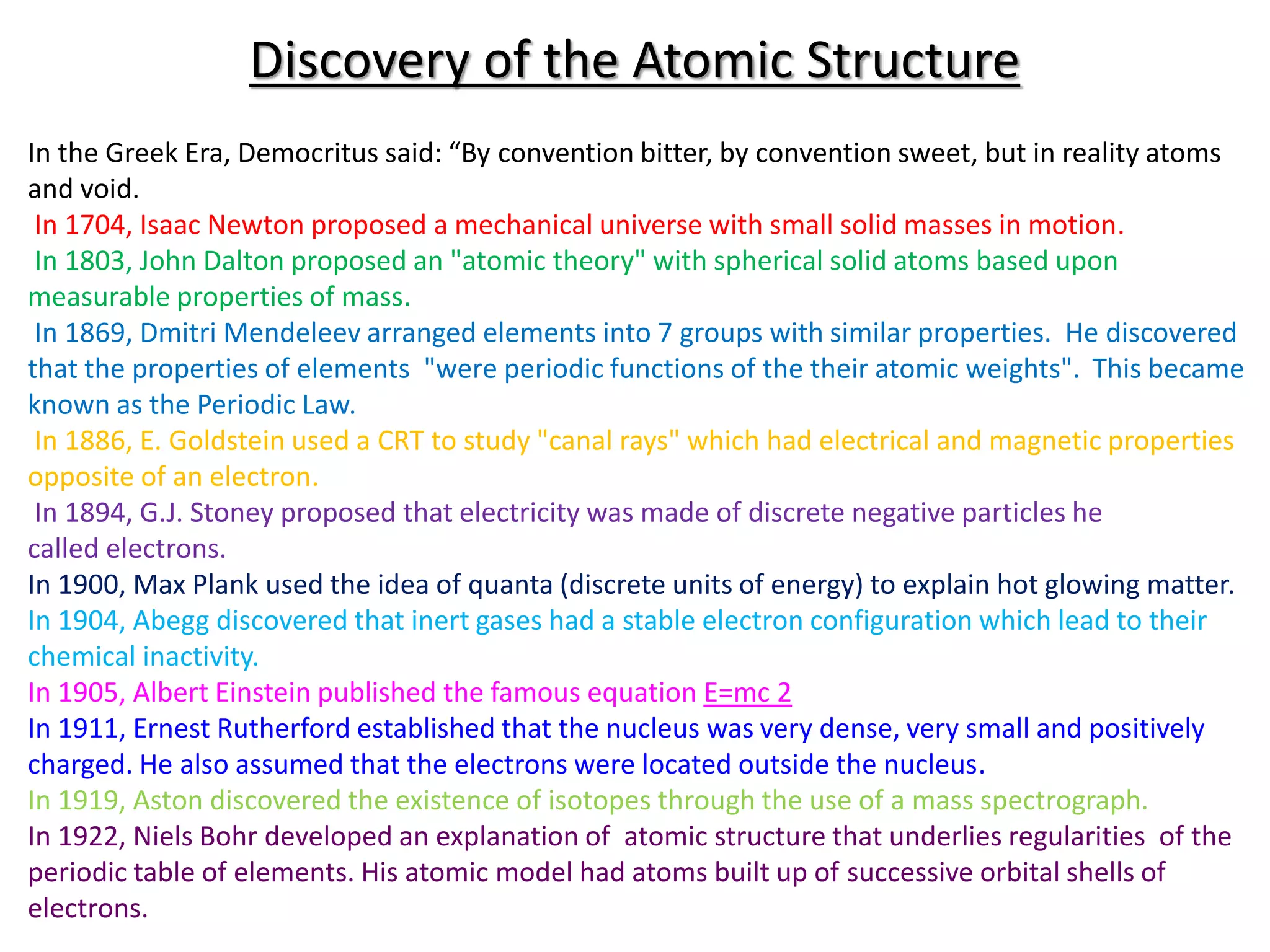 Discovery of the atomic structure (Shortened version) | PPTX