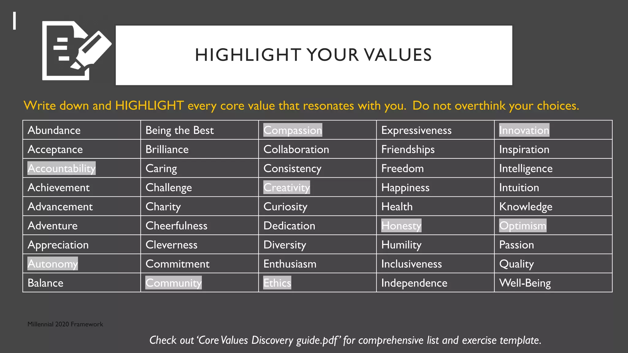 Discover your core values | PDF