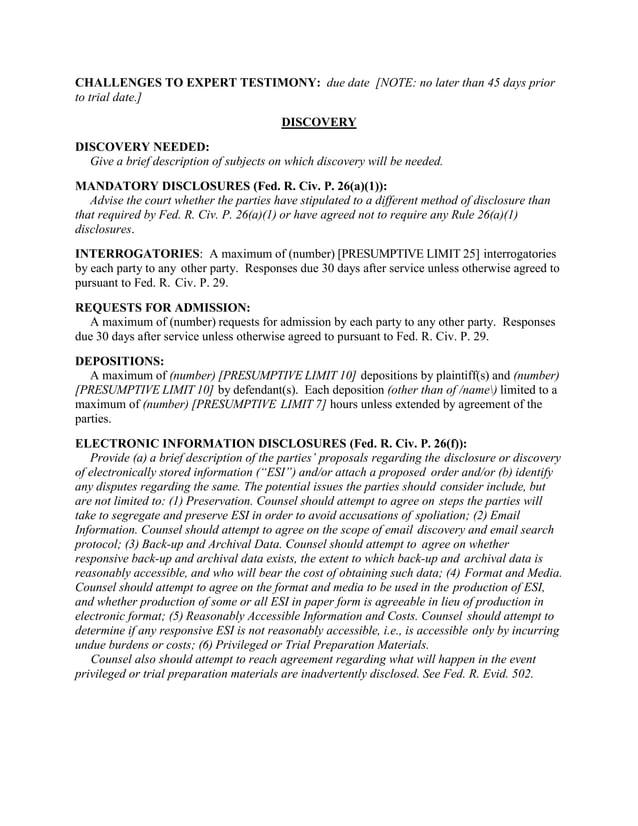 Federal Discovery Plan2.pdf | Law