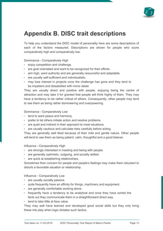 Disc personality test_report | PDF | Career Advice | Careers