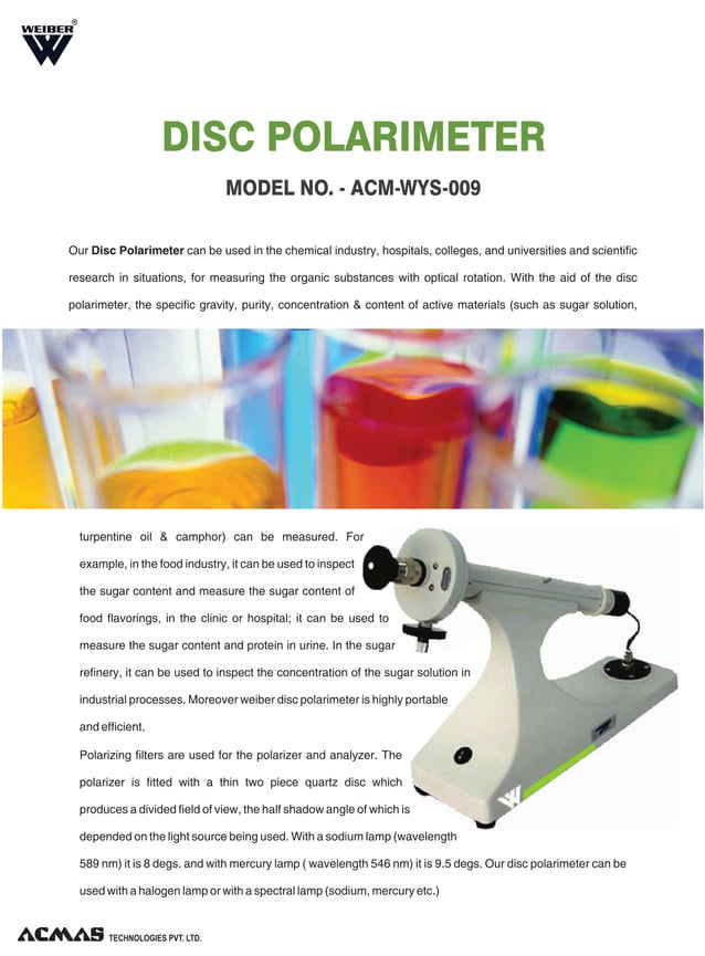 Disc Polarimeter by ACMAS Technologies Pvt Ltd. | PDF