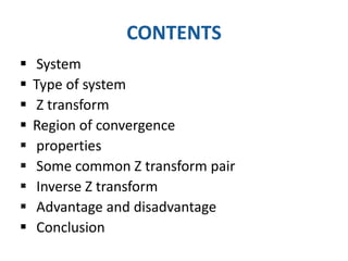 Discreate time system and z transform | PPTX