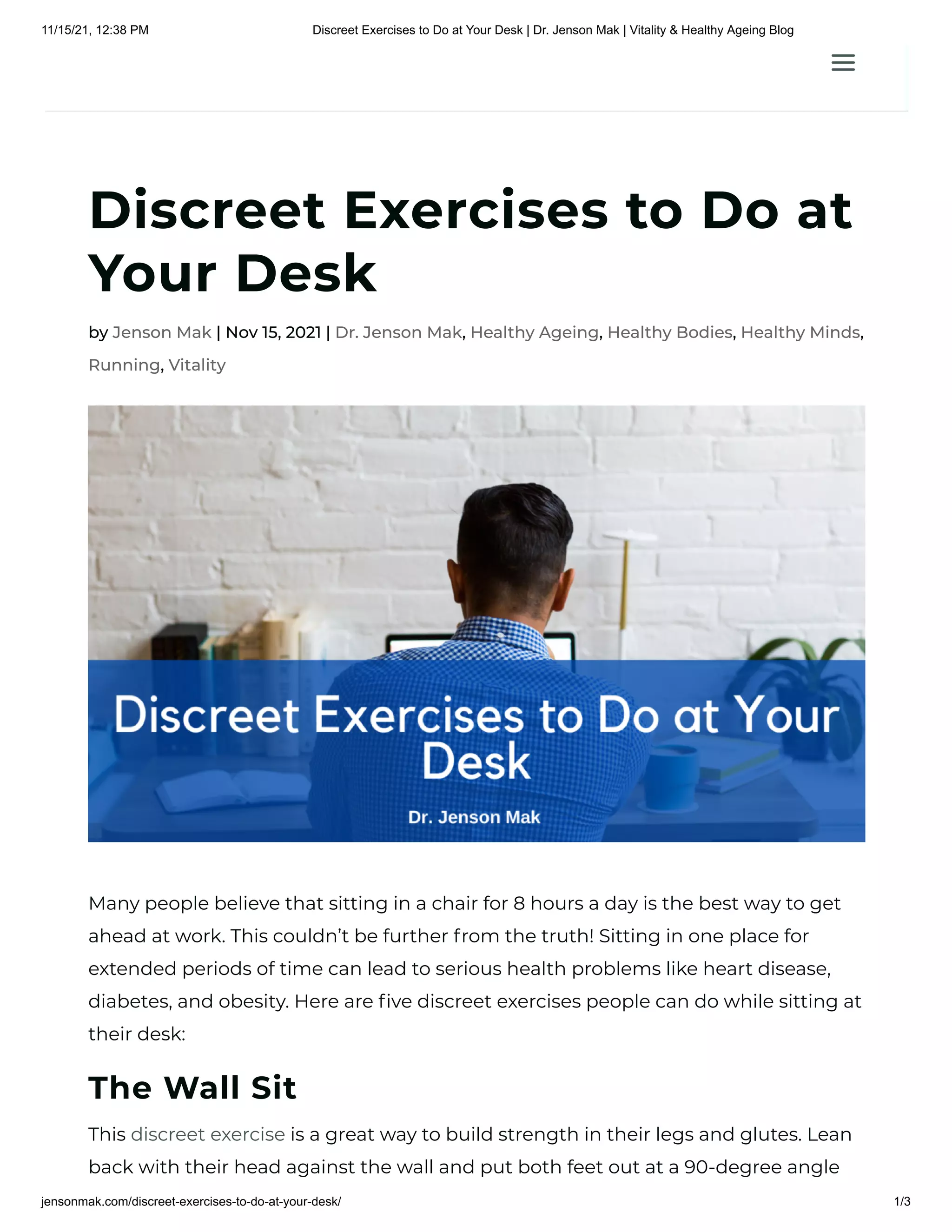 Discreet Exercises To Do At Your Desk | PDF