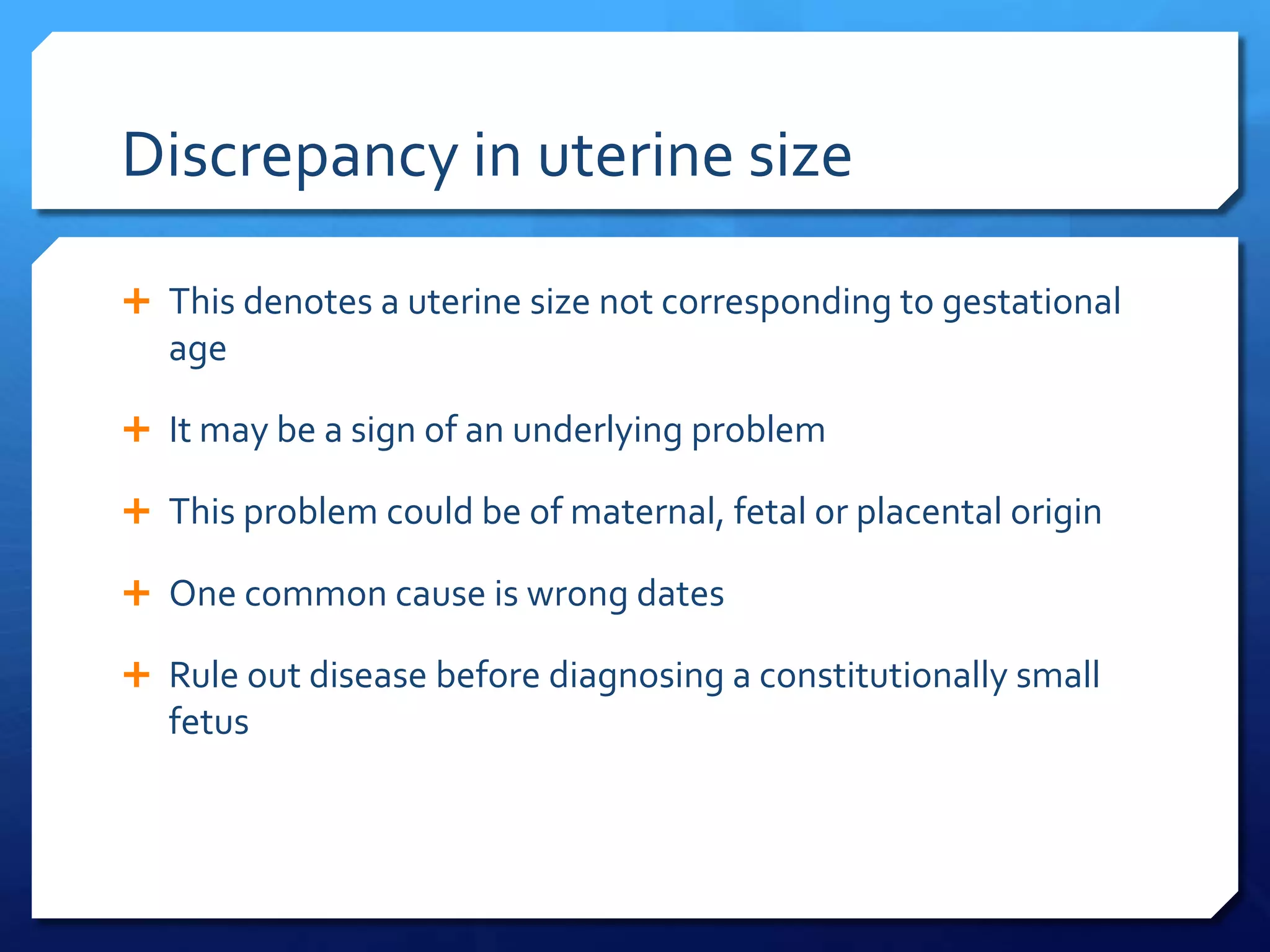 Discrepancy in Uterine Size | PPTX