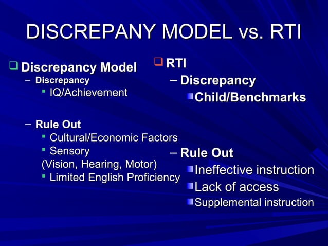 Discrepancy model vs. rti ppt | PPT | Educational Assessment | Education