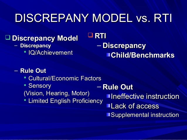 Discrepancy Model Vs Rti Ppt