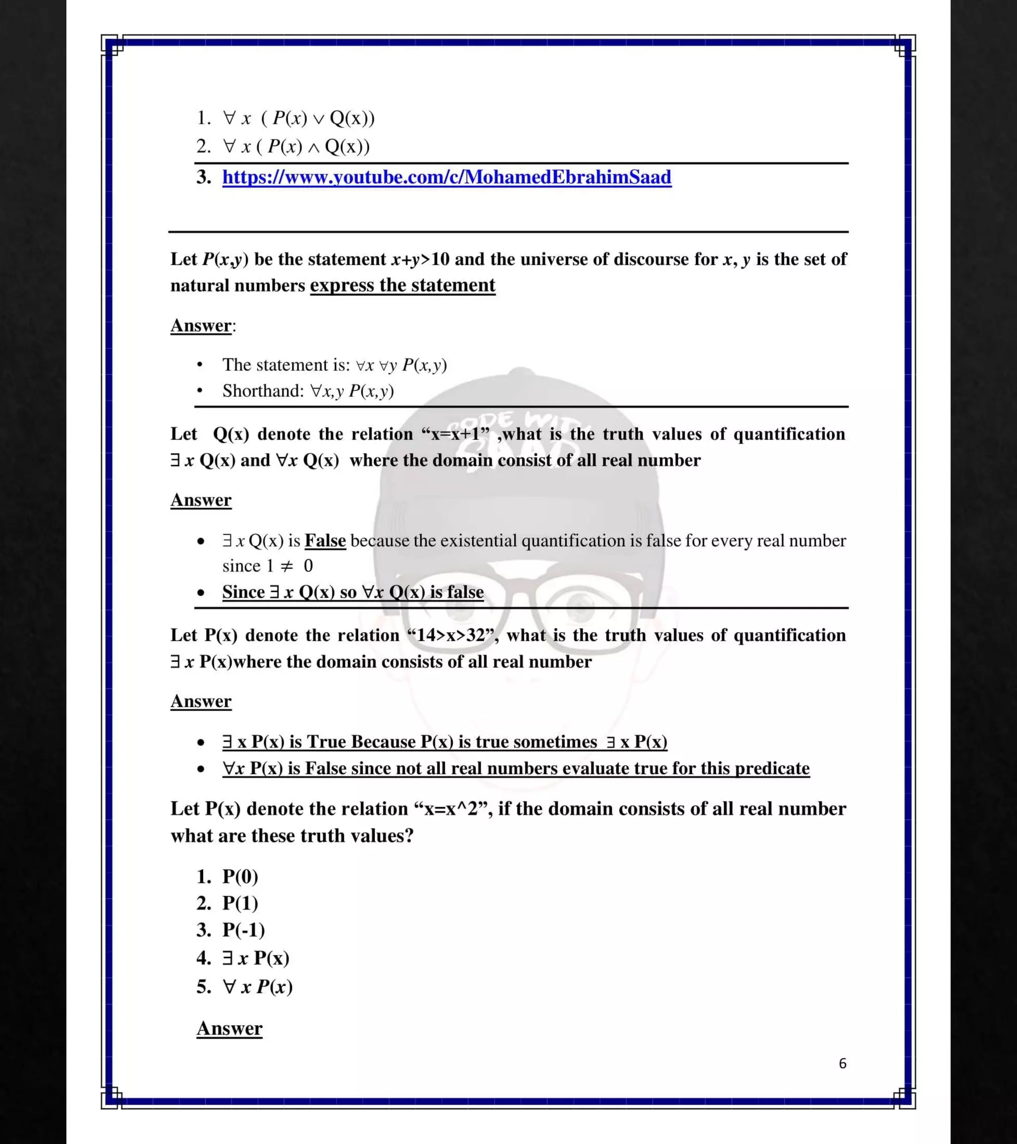 Discrete Math Predicate and Quantifier | PDF