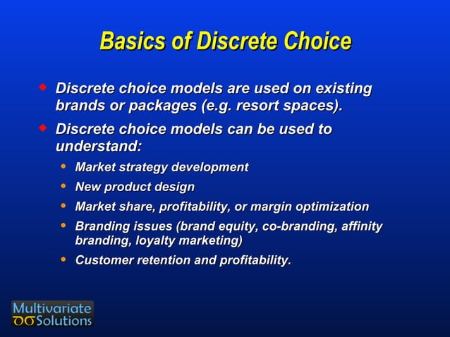 Discrete Choice SPSS Power Model | PPT | Business | Business and Finance