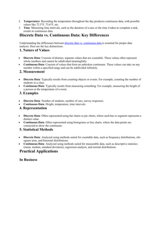 Discrete Data vs. Continuous Data: Key Differences | PDF