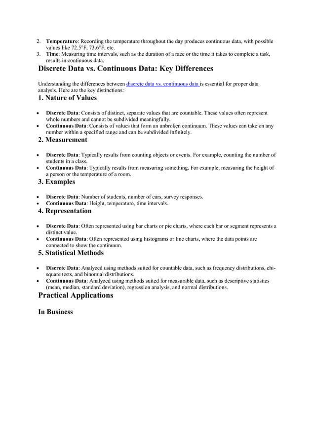 Discrete Data vs. Continuous Data: Key Differences | PDF Discrete Data vs. Continuous Data: Key Differences | PDF